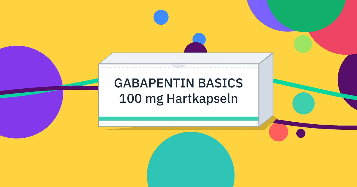 Symbolbild: Packung mit der Aufschrift GABAPENTIN BASICS 100 mg Hartkapseln (PZN 07229088) – Verfügbarkeit und Bezug in Apotheken in Frankfurt am Main