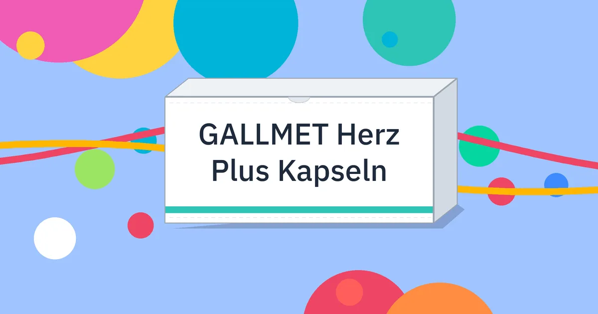 Symbolbild: Packung mit der Aufschrift GALLMET Herz Plus Kapseln (PZN 19743330) – Verfügbarkeit und Bezug in Apotheken in Frankfurt am Main