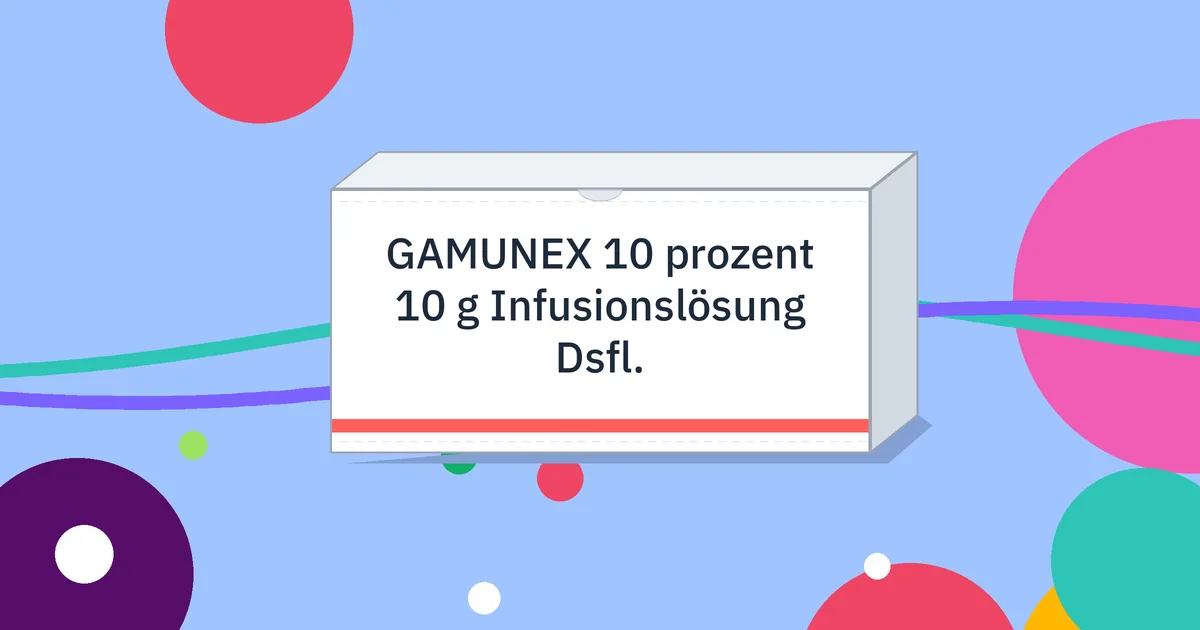 Symbolbild: Packung mit der Aufschrift GAMUNEX 10 prozent 10 g Infusionslösung Dsfl. (PZN 09717047) – Verfügbarkeit und Bezug in Apotheken in Frankfurt am Main
