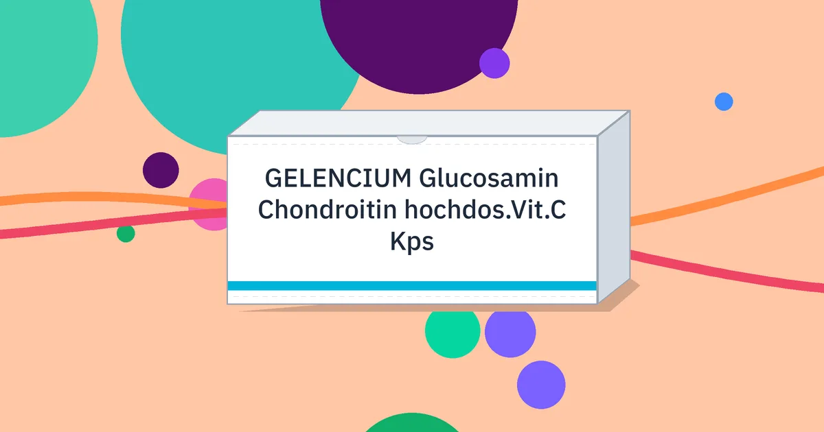 Symbolbild: Packung mit der Aufschrift GELENCIUM Glucosamin Chondroitin hochdos.Vit.C Kps (PZN 19958786) – Verfügbarkeit und Bezug in Apotheken in Frankfurt am Main