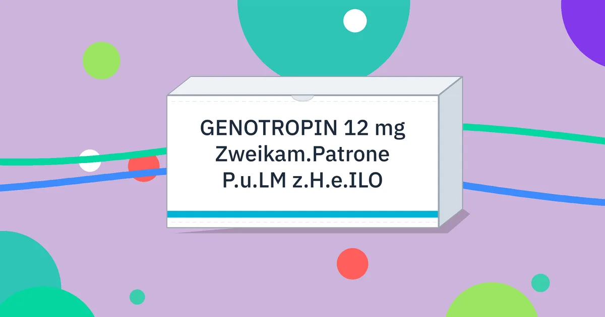 Symbolbild: Packung mit der Aufschrift GENOTROPIN 12 mg Zweikam.Patrone P.u.LM z.H.e.ILO (PZN 18275973) – Verfügbarkeit und Bezug in Apotheken in Frankfurt am Main