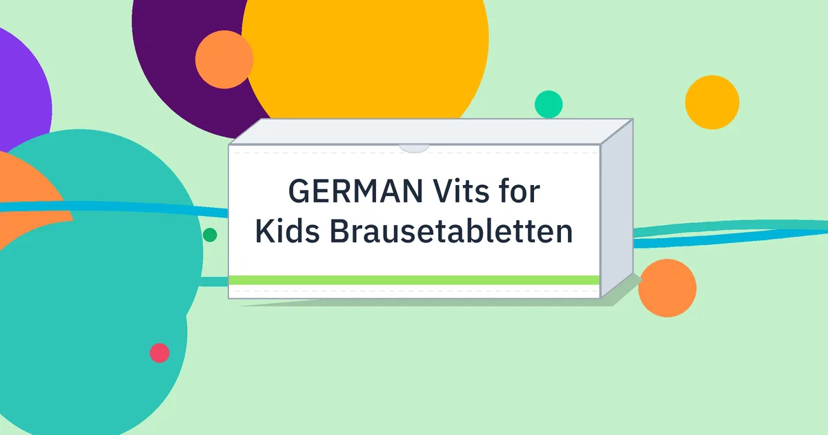 Symbolbild: Packung mit der Aufschrift GERMAN Vits for Kids Brausetabletten (PZN 08459382) – Verfügbarkeit und Bezug in Apotheken in Frankfurt am Main