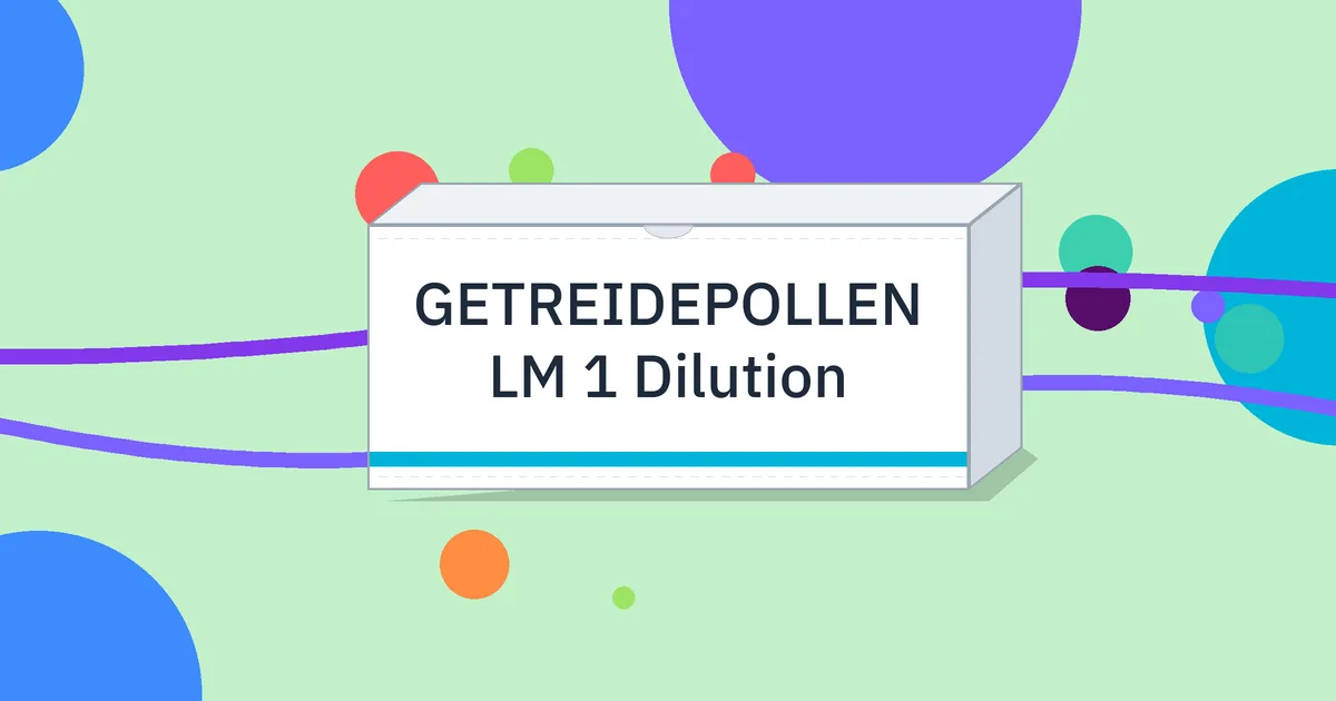 Symbolbild: Packung mit der Aufschrift GETREIDEPOLLEN LM 1 Dilution (PZN 12877487) – Verfügbarkeit und Bezug in Apotheken in Frankfurt am Main