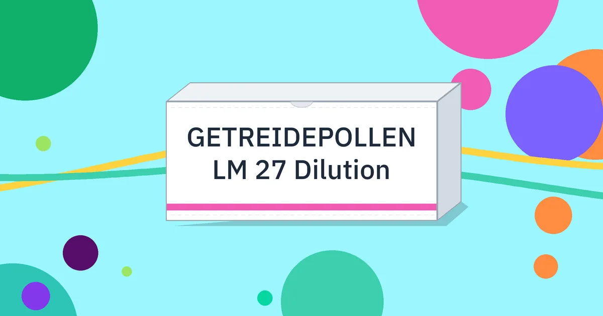 Symbolbild: Packung mit der Aufschrift GETREIDEPOLLEN LM 27 Dilution (PZN 12877783) – Verfügbarkeit und Bezug in Apotheken in Frankfurt am Main