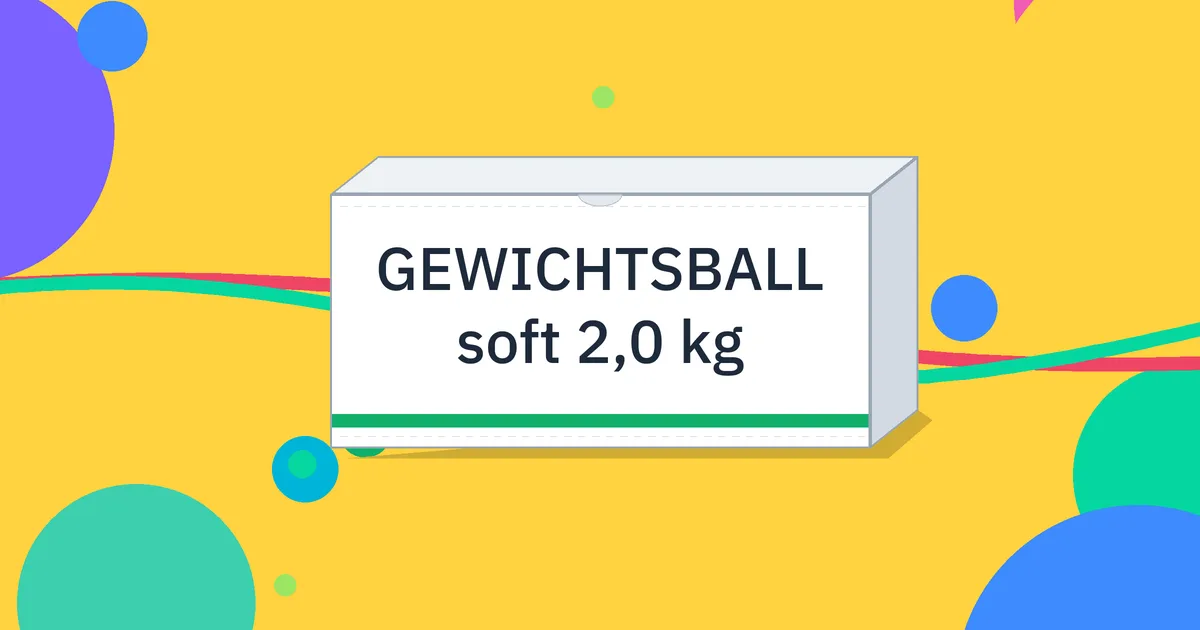 Symbolbild: Packung mit der Aufschrift GEWICHTSBALL soft 2,0 kg (PZN 11684496) – Verfügbarkeit und Bezug in Apotheken in Frankfurt am Main