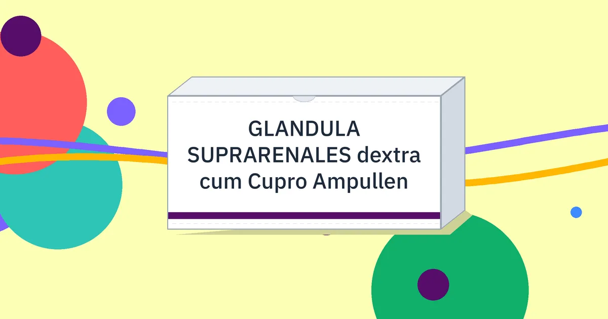Symbolbild: Packung mit der Aufschrift GLANDULA SUPRARENALES dextra cum Cupro Ampullen (PZN 01751518) – Verfügbarkeit und Bezug in Apotheken in Frankfurt am Main