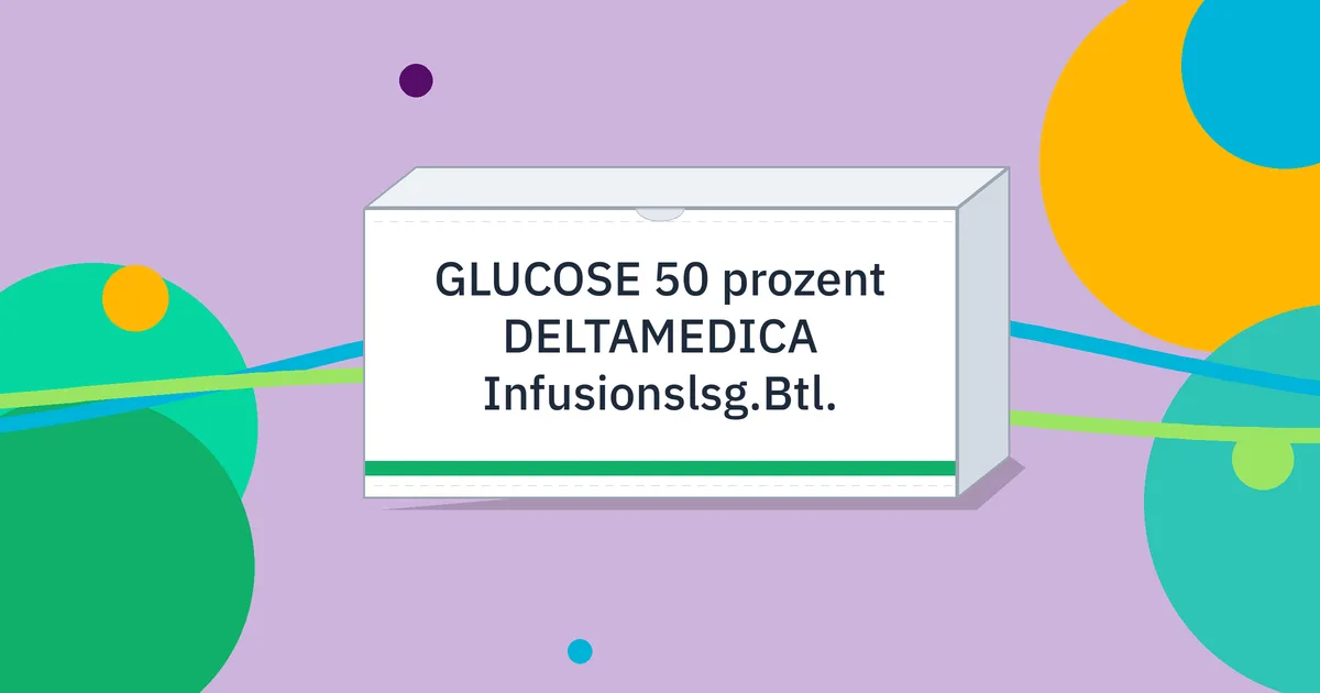 Symbolbild: Packung mit der Aufschrift GLUCOSE 50 prozent DELTAMEDICA Infusionslsg.Btl. (PZN 11282875) – Verfügbarkeit und Bezug in Apotheken in Frankfurt am Main