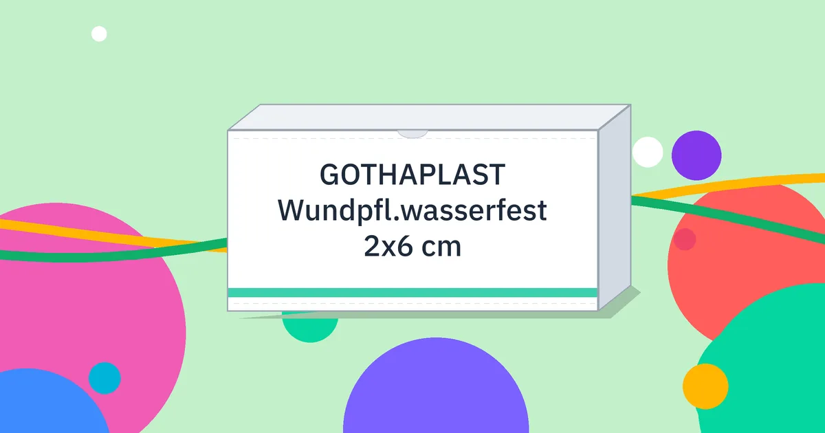 Symbolbild: Packung mit der Aufschrift GOTHAPLAST Wundpfl.wasserfest 2x6 cm (PZN 04051738) – Verfügbarkeit und Bezug in Apotheken in Frankfurt am Main