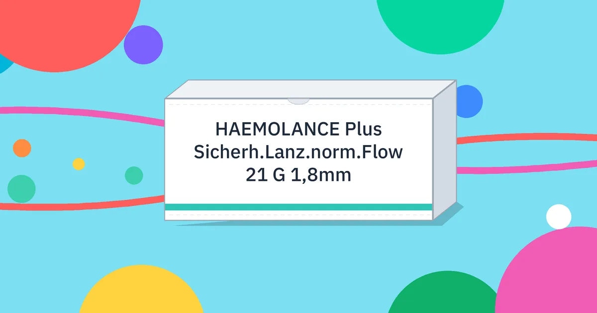 Symbolbild: Packung mit der Aufschrift HAEMOLANCE Plus Sicherh.Lanz.norm.Flow 21 G 1,8mm (PZN 13059414) – Verfügbarkeit und Bezug in Apotheken in Frankfurt am Main