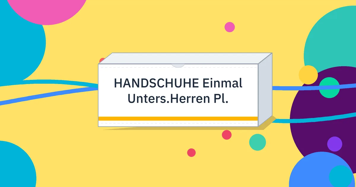 Symbolbild: Packung mit der Aufschrift HANDSCHUHE Einmal Unters.Herren Pl. (PZN 01727980) – Verfügbarkeit und Bezug in Apotheken in Frankfurt am Main