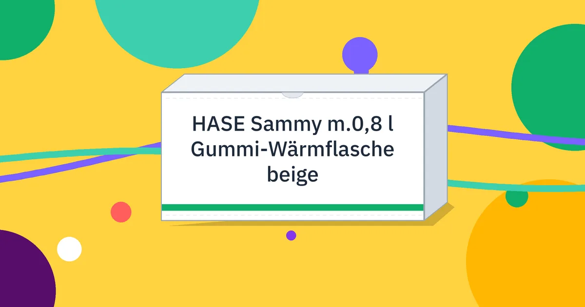 Symbolbild: Packung mit der Aufschrift HASE Sammy m.0,8 l Gummi-Wärmflasche beige (PZN 18793449) – Verfügbarkeit und Bezug in Apotheken in Frankfurt am Main
