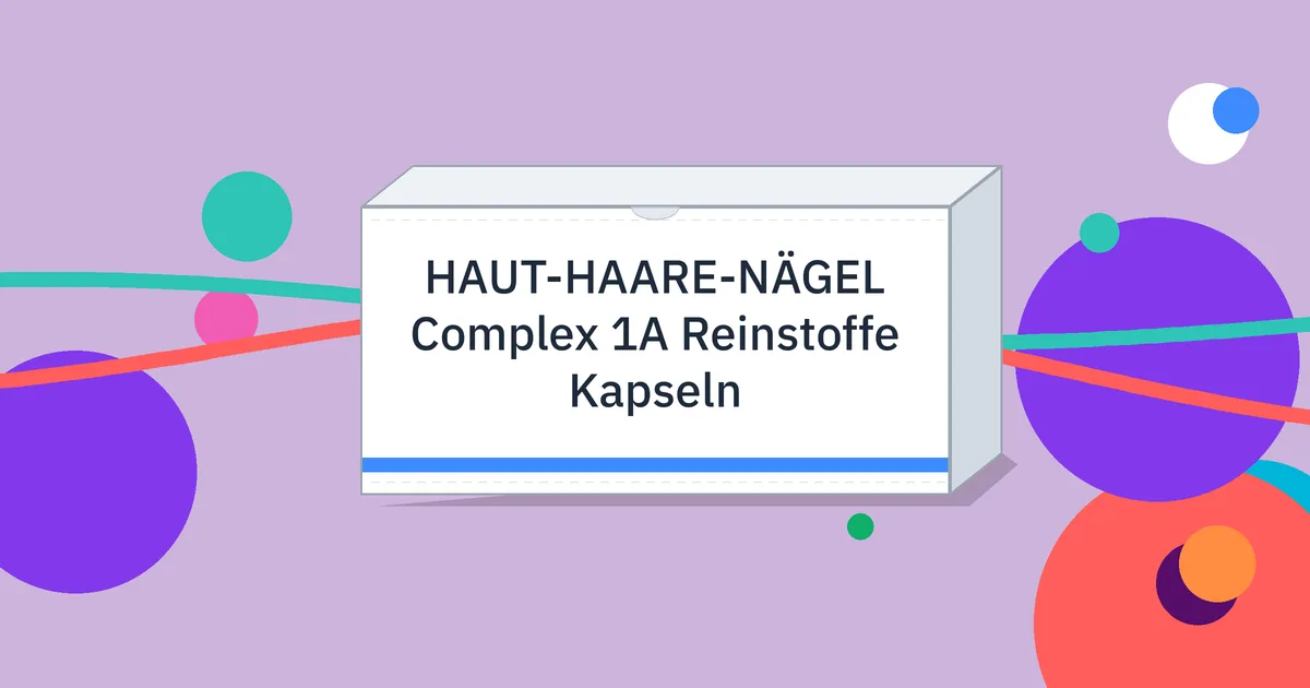 Symbolbild: Packung mit der Aufschrift HAUT-HAARE-NÄGEL Complex 1A Reinstoffe Kapseln (PZN 14039537) – Verfügbarkeit und Bezug in Apotheken in Frankfurt am Main