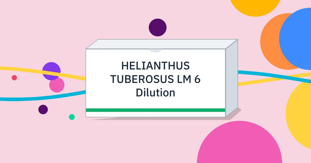 Symbolbild: Packung mit der Aufschrift HELIANTHUS TUBEROSUS LM 6 Dilution (PZN 13551552) – Verfügbarkeit und Bezug in Apotheken in Frankfurt am Main