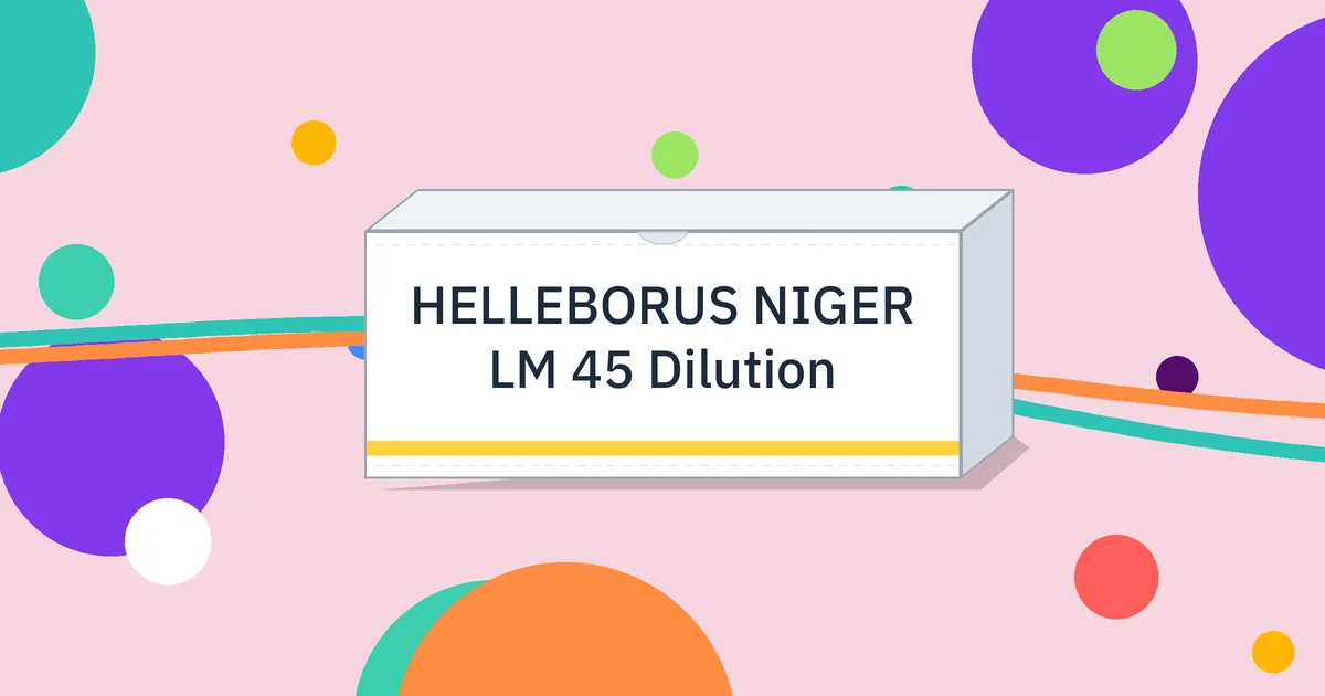 Symbolbild: Packung mit der Aufschrift HELLEBORUS NIGER LM 45 Dilution (PZN 12886405) – Verfügbarkeit und Bezug in Apotheken in Frankfurt am Main