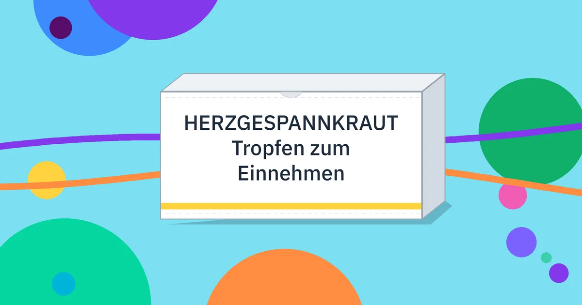 Symbolbild: Packung mit der Aufschrift HERZGESPANNKRAUT Tropfen zum Einnehmen (PZN 11602558) – Verfügbarkeit und Bezug in Apotheken in Frankfurt am Main