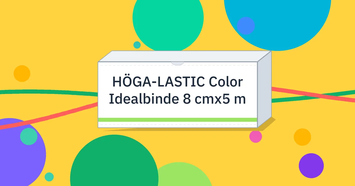 Symbolbild: Packung mit der Aufschrift HÖGA-LASTIC Color Idealbinde 8 cmx5 m (PZN 02331221) – Verfügbarkeit und Bezug in Apotheken in Frankfurt am Main