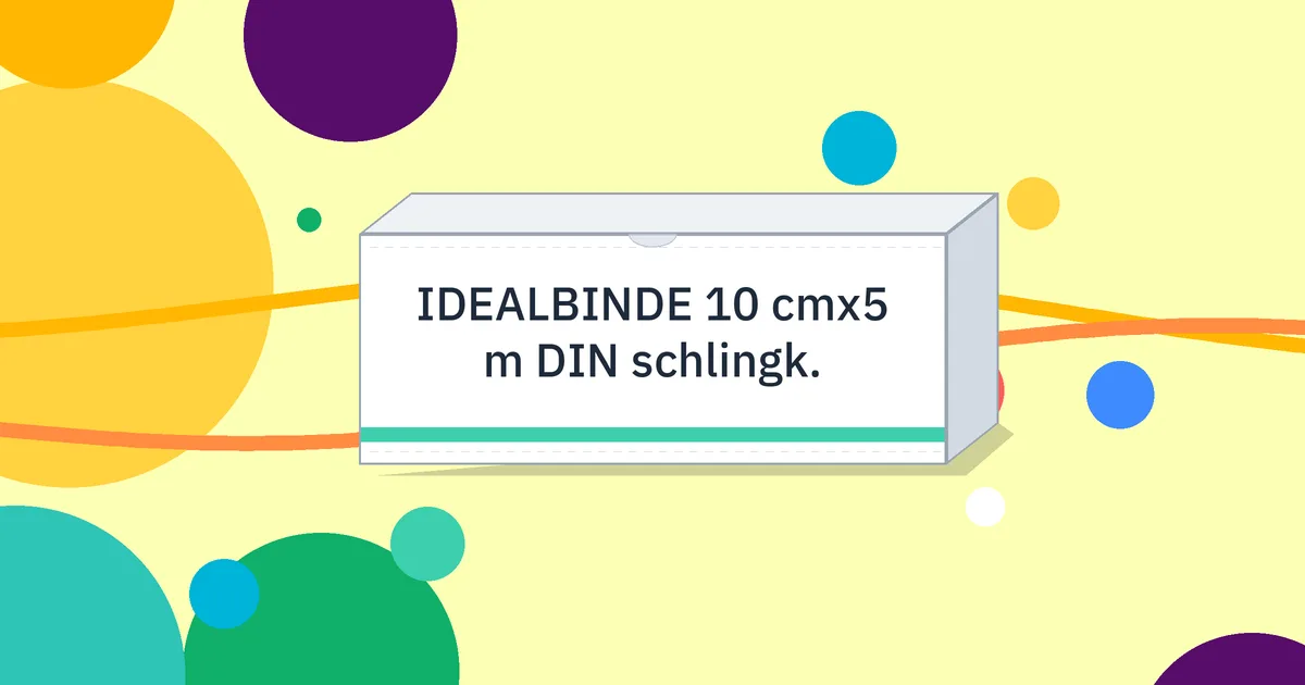 Symbolbild: Packung mit der Aufschrift IDEALBINDE 10 cmx5 m DIN schlingk. (PZN 03895279) – Verfügbarkeit und Bezug in Apotheken in Frankfurt am Main