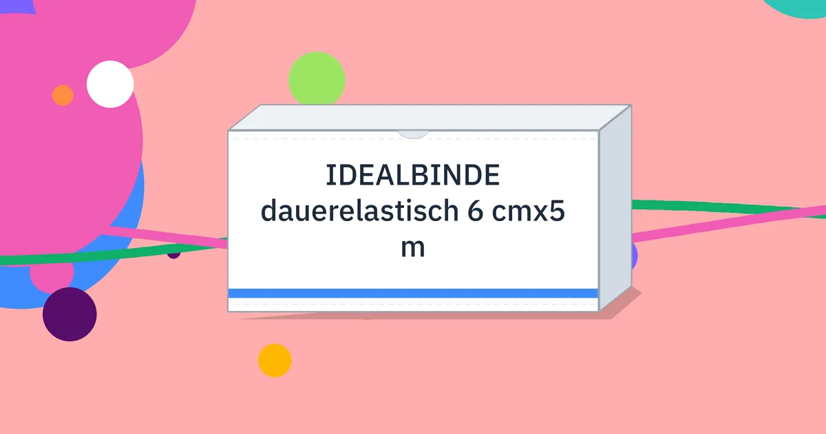 Symbolbild: Packung mit der Aufschrift IDEALBINDE dauerelastisch 6 cmx5 m (PZN 04794741) – Verfügbarkeit und Bezug in Apotheken in Frankfurt am Main