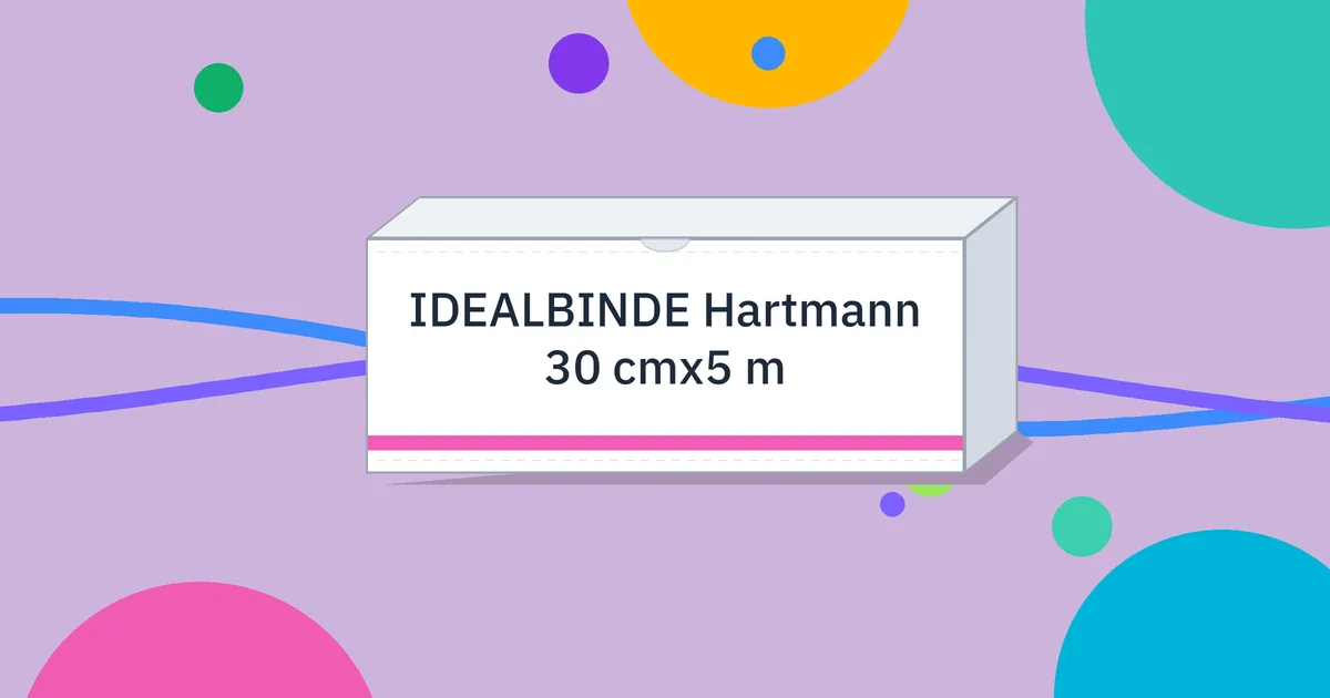 Symbolbild: Packung mit der Aufschrift IDEALBINDE Hartmann 30 cmx5 m (PZN 20176161) – Verfügbarkeit und Bezug in Apotheken in Frankfurt am Main