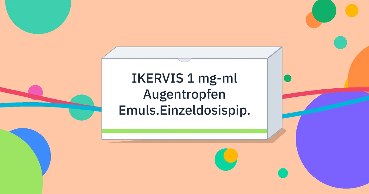Symbolbild: Packung mit der Aufschrift IKERVIS 1 mg-ml Augentropfen Emuls.Einzeldosispip. (PZN 19224067) – Verfügbarkeit und Bezug in Apotheken in Frankfurt am Main