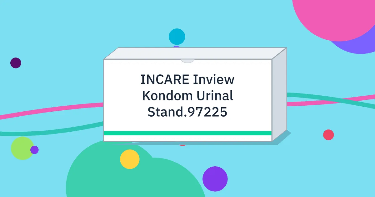 Symbolbild: Packung mit der Aufschrift INCARE Inview Kondom Urinal Stand.97225 (PZN 02185179) – Verfügbarkeit und Bezug in Apotheken in Frankfurt am Main