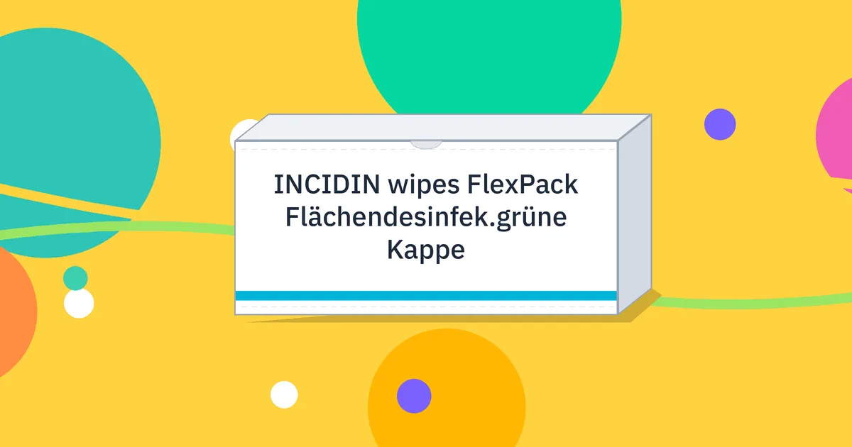 Symbolbild: Packung mit der Aufschrift INCIDIN wipes FlexPack Flächendesinfek.grüne Kappe (PZN 13879494) – Verfügbarkeit und Bezug in Apotheken in Frankfurt am Main