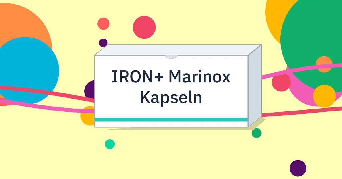 Symbolbild: Packung mit der Aufschrift IRON+ Marinox Kapseln (PZN 10225533) – Verfügbarkeit und Bezug in Apotheken in Frankfurt am Main