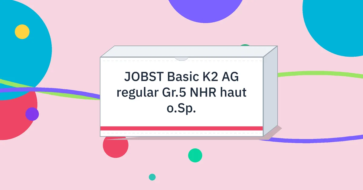 Symbolbild: Packung mit der Aufschrift JOBST Basic K2 AG regular Gr.5 NHR haut o.Sp. (PZN 11249530) – Verfügbarkeit und Bezug in Apotheken in Frankfurt am Main