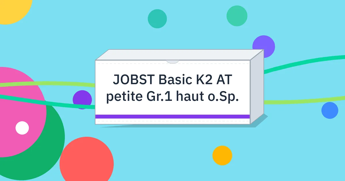 Symbolbild: Packung mit der Aufschrift JOBST Basic K2 AT petite Gr.1 haut o.Sp. (PZN 11249636) – Verfügbarkeit und Bezug in Apotheken in Frankfurt am Main