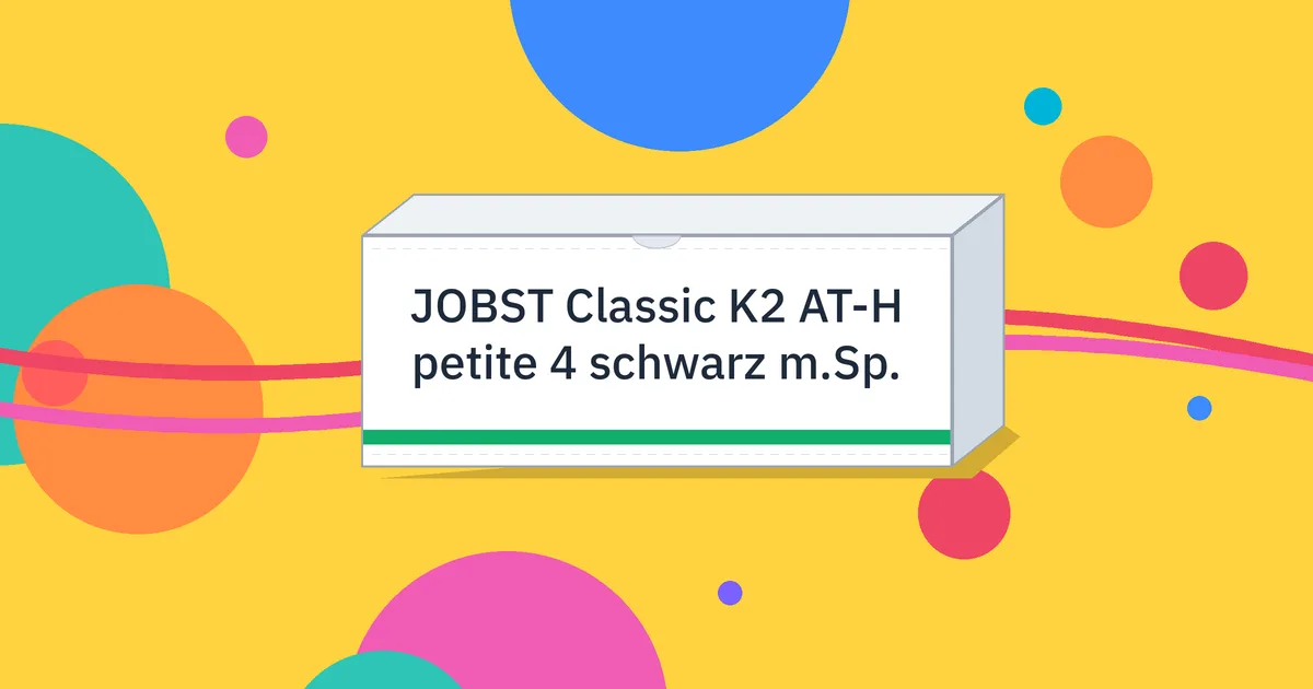 Symbolbild: Packung mit der Aufschrift JOBST Classic K2 AT-H petite 4 schwarz m.Sp. (PZN 13159877) – Verfügbarkeit und Bezug in Apotheken in Frankfurt am Main