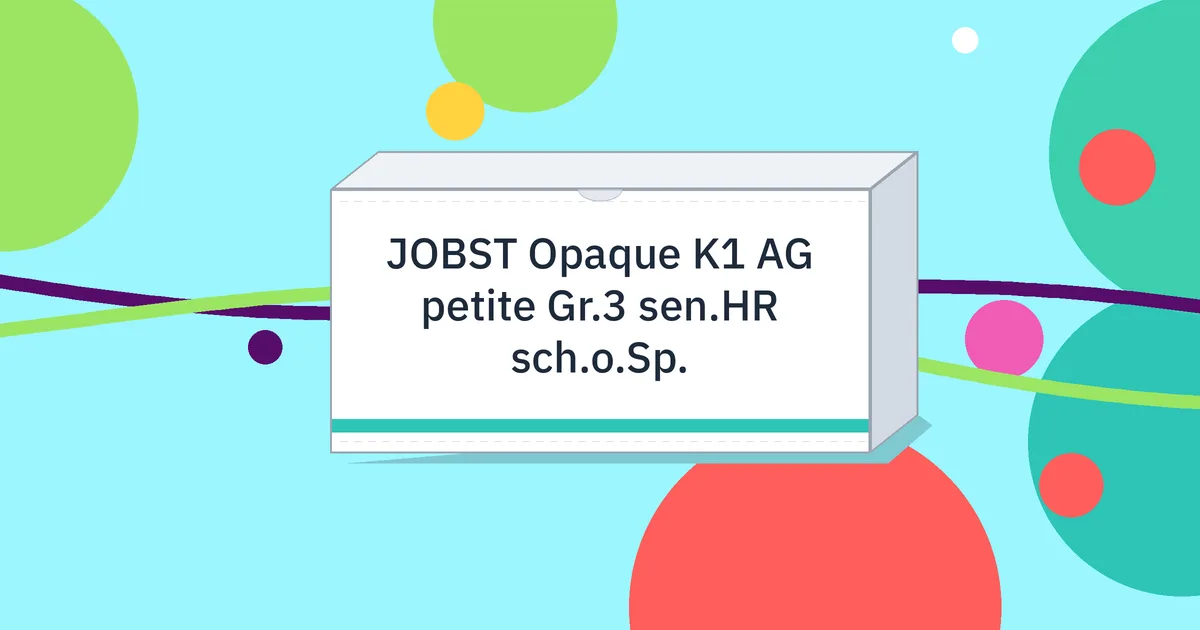 Symbolbild: Packung mit der Aufschrift JOBST Opaque K1 AG petite Gr.3 sen.HR sch.o.Sp. (PZN 13089071) – Verfügbarkeit und Bezug in Apotheken in Frankfurt am Main