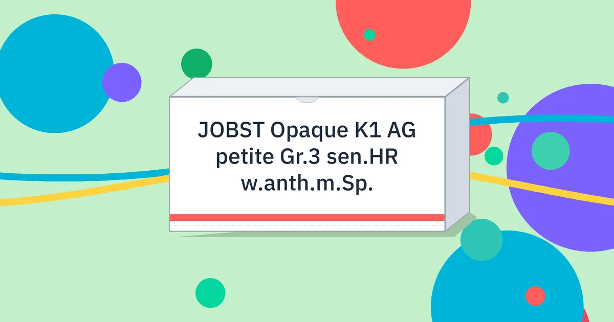 Symbolbild: Packung mit der Aufschrift JOBST Opaque K1 AG petite Gr.3 sen.HR w.anth.m.Sp. (PZN 16268532) – Verfügbarkeit und Bezug in Apotheken in Frankfurt am Main