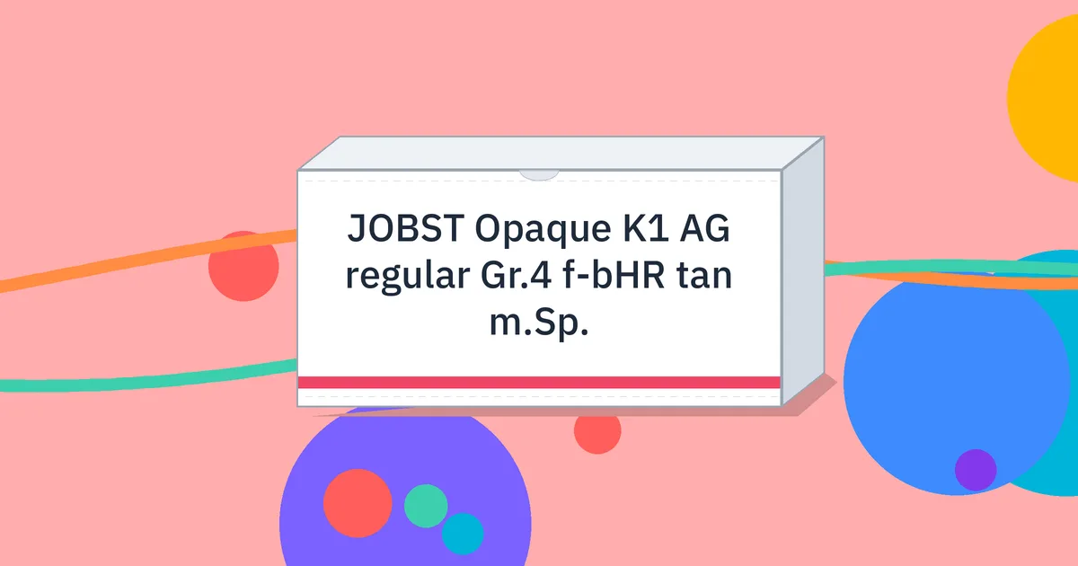Symbolbild: Packung mit der Aufschrift JOBST Opaque K1 AG regular Gr.4 f-bHR tan m.Sp. (PZN 16266102) – Verfügbarkeit und Bezug in Apotheken in Frankfurt am Main