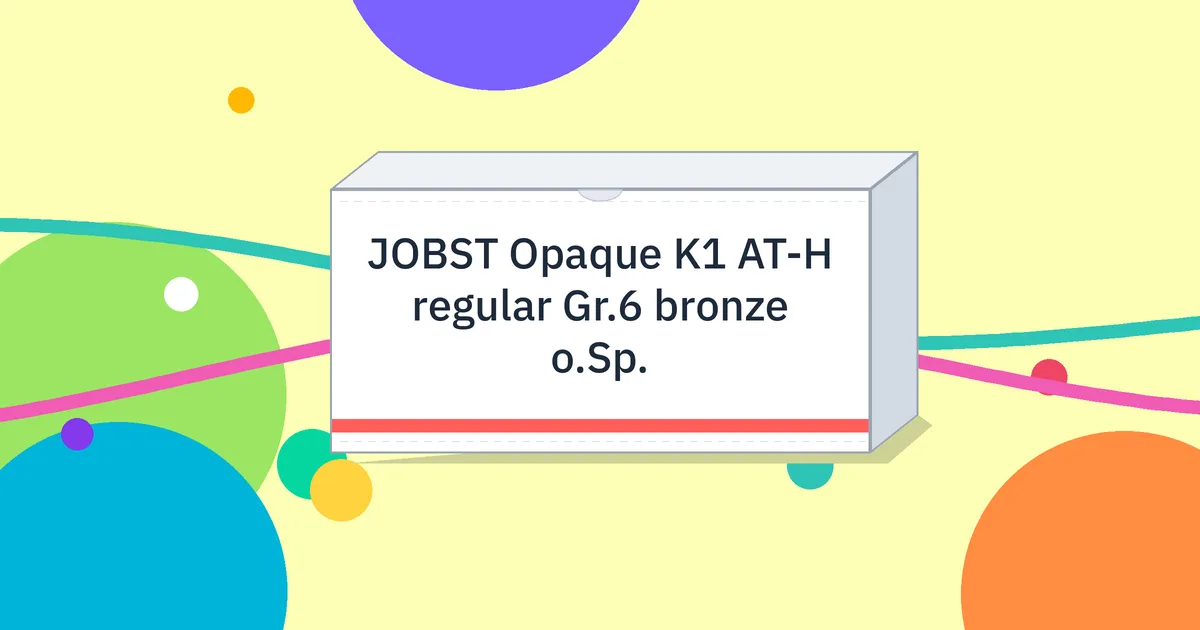 Symbolbild: Packung mit der Aufschrift JOBST Opaque K1 AT-H regular Gr.6 bronze o.Sp. (PZN 13105551) – Verfügbarkeit und Bezug in Apotheken in Frankfurt am Main