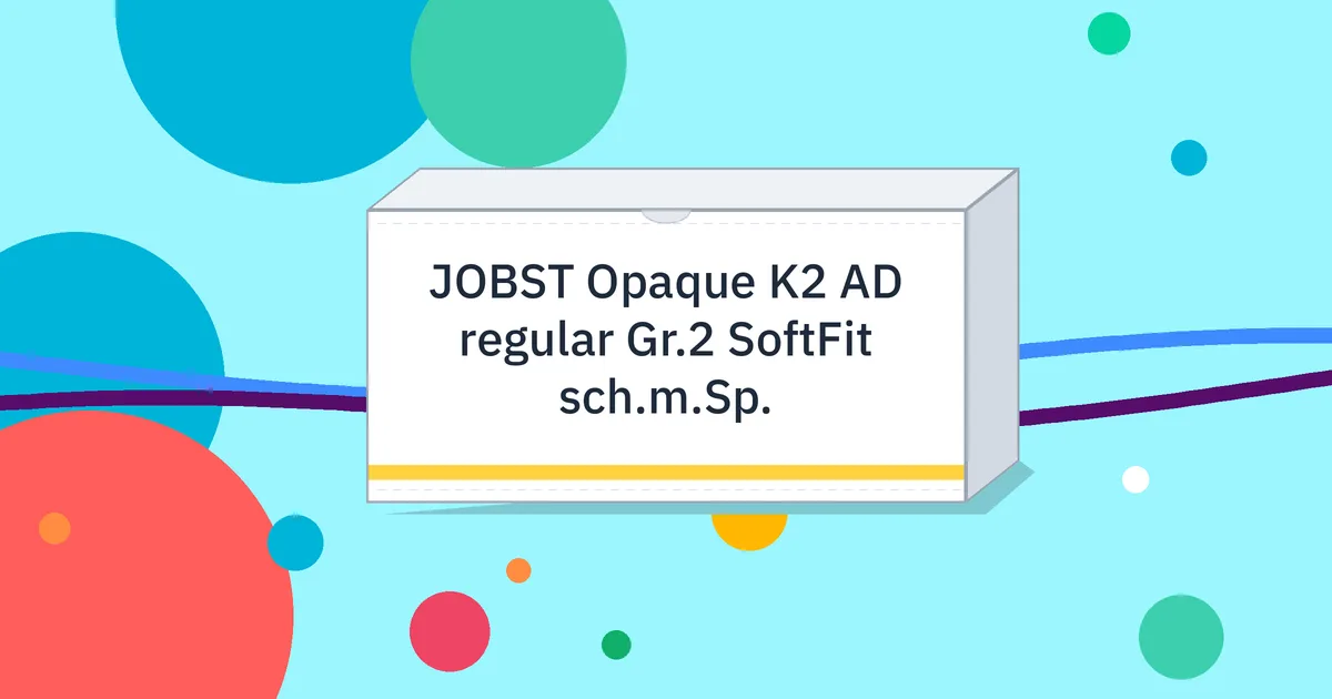 Symbolbild: Packung mit der Aufschrift JOBST Opaque K2 AD regular Gr.2 SoftFit sch.m.Sp. (PZN 11250154) – Verfügbarkeit und Bezug in Apotheken in Frankfurt am Main