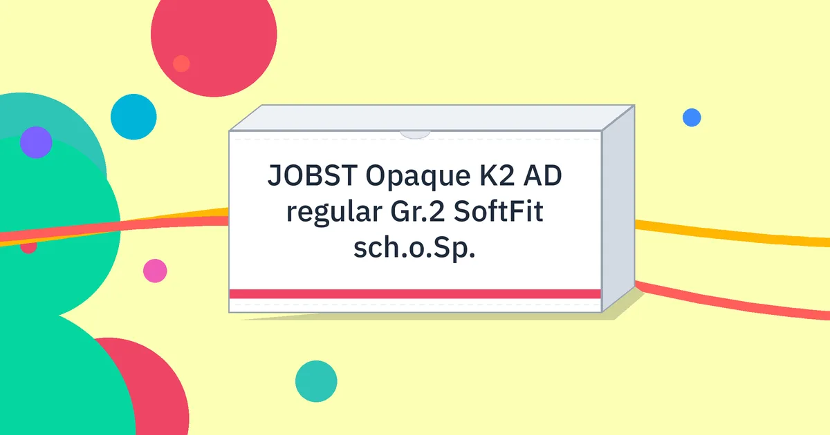 Symbolbild: Packung mit der Aufschrift JOBST Opaque K2 AD regular Gr.2 SoftFit sch.o.Sp. (PZN 11249872) – Verfügbarkeit und Bezug in Apotheken in Frankfurt am Main