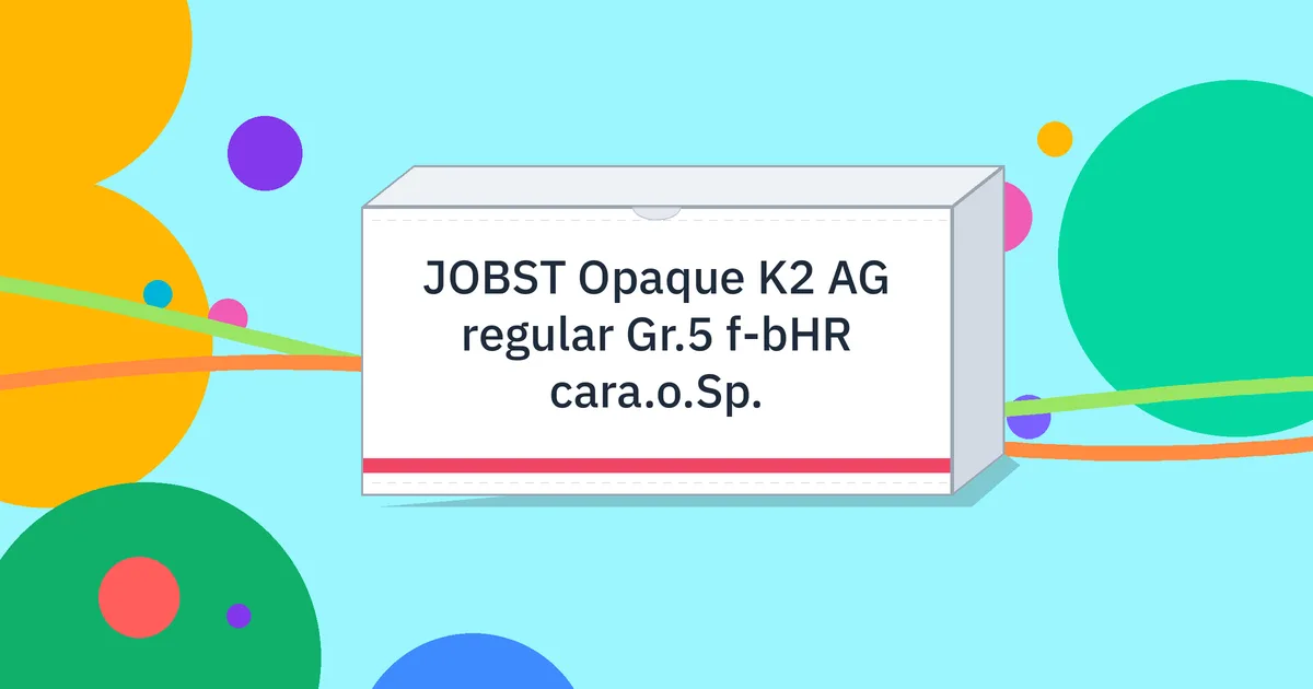 Symbolbild: Packung mit der Aufschrift JOBST Opaque K2 AG regular Gr.5 f-bHR cara.o.Sp. (PZN 11252302) – Verfügbarkeit und Bezug in Apotheken in Frankfurt am Main