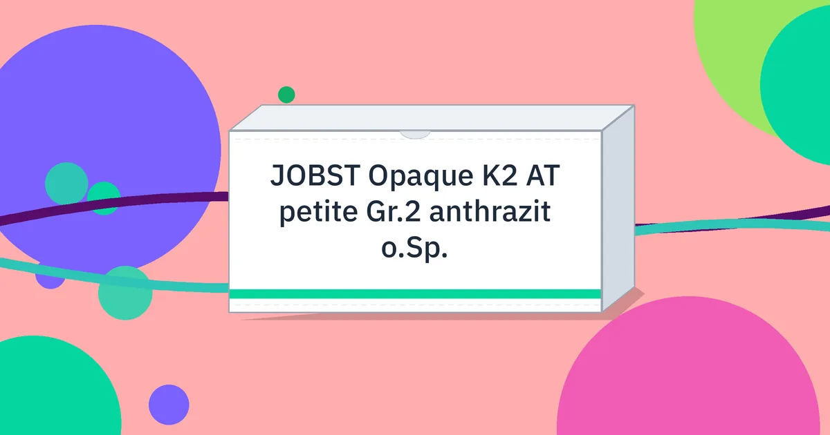 Symbolbild: Packung mit der Aufschrift JOBST Opaque K2 AT petite Gr.2 anthrazit o.Sp. (PZN 16291956) – Verfügbarkeit und Bezug in Apotheken in Frankfurt am Main