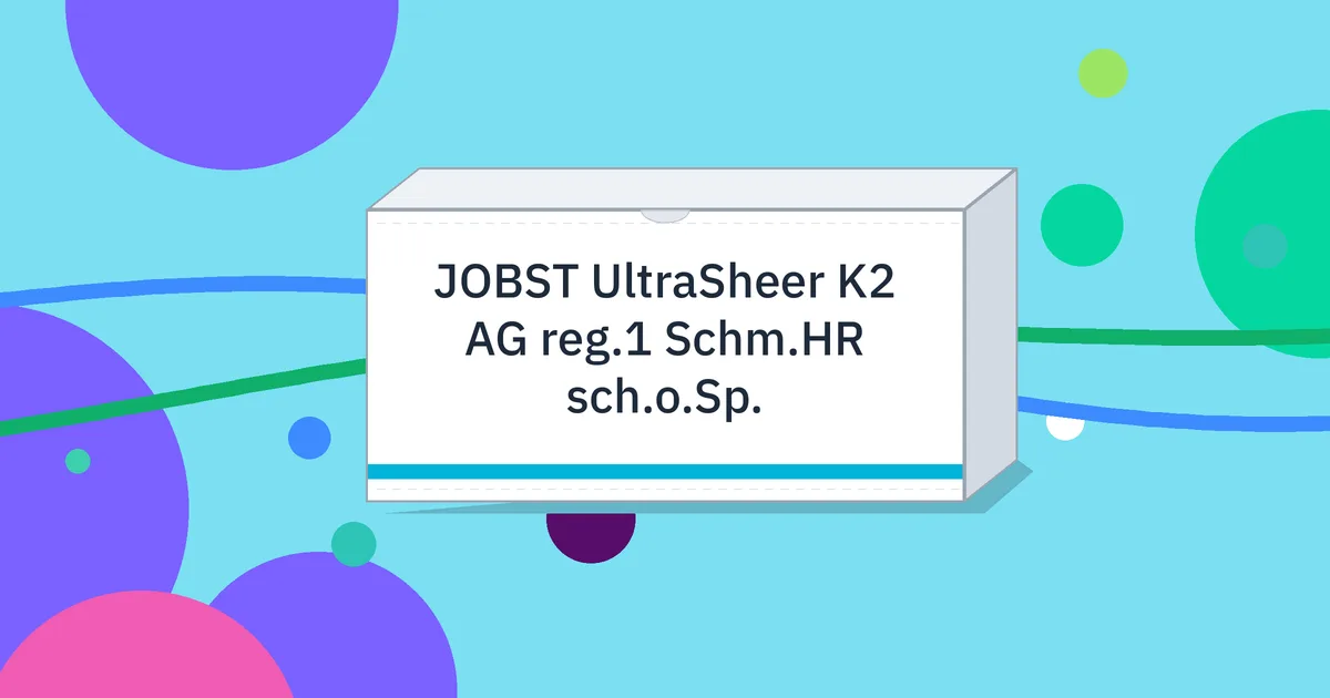 Symbolbild: Packung mit der Aufschrift JOBST UltraSheer K2 AG reg.1 Schm.HR sch.o.Sp. (PZN 11261838) – Verfügbarkeit und Bezug in Apotheken in Frankfurt am Main