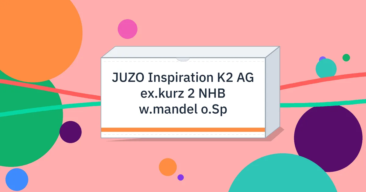 Symbolbild: Packung mit der Aufschrift JUZO Inspiration K2 AG ex.kurz 2 NHB w.mandel o.Sp (PZN 14962228) – Verfügbarkeit und Bezug in Apotheken in Frankfurt am Main