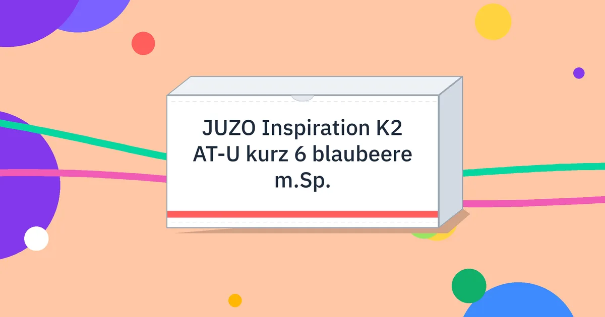Symbolbild: Packung mit der Aufschrift JUZO Inspiration K2 AT-U kurz 6 blaubeere m.Sp. (PZN 14952454) – Verfügbarkeit und Bezug in Apotheken in Frankfurt am Main