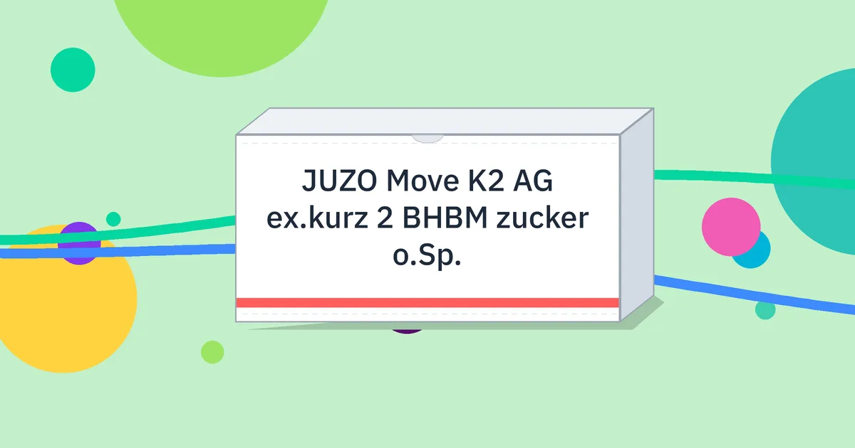 Symbolbild: Packung mit der Aufschrift JUZO Move K2 AG ex.kurz 2 BHBM zucker o.Sp. (PZN 18534400) – Verfügbarkeit und Bezug in Apotheken in Frankfurt am Main