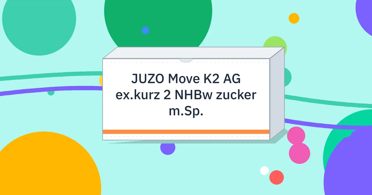 Symbolbild: Packung mit der Aufschrift JUZO Move K2 AG ex.kurz 2 NHBw zucker m.Sp. (PZN 18530922) – Verfügbarkeit und Bezug in Apotheken in Frankfurt am Main