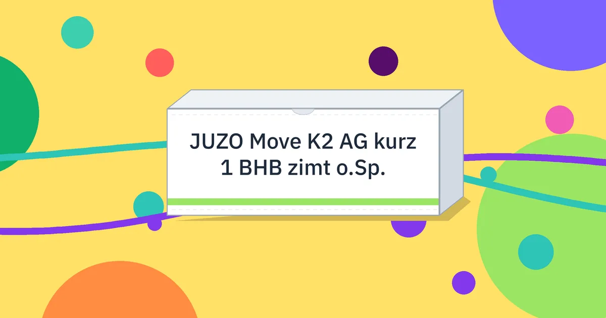 Symbolbild: Packung mit der Aufschrift JUZO Move K2 AG kurz 1 BHB zimt o.Sp. (PZN 18530075) – Verfügbarkeit und Bezug in Apotheken in Frankfurt am Main