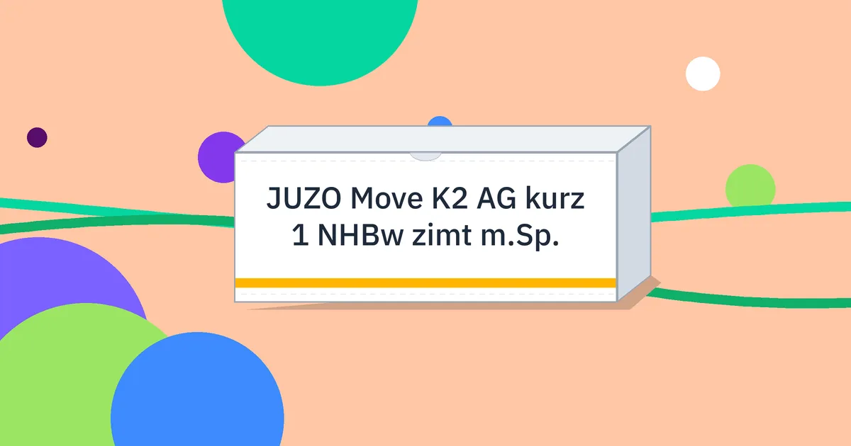 Symbolbild: Packung mit der Aufschrift JUZO Move K2 AG kurz 1 NHBw zimt m.Sp. (PZN 18527015) – Verfügbarkeit und Bezug in Apotheken in Frankfurt am Main