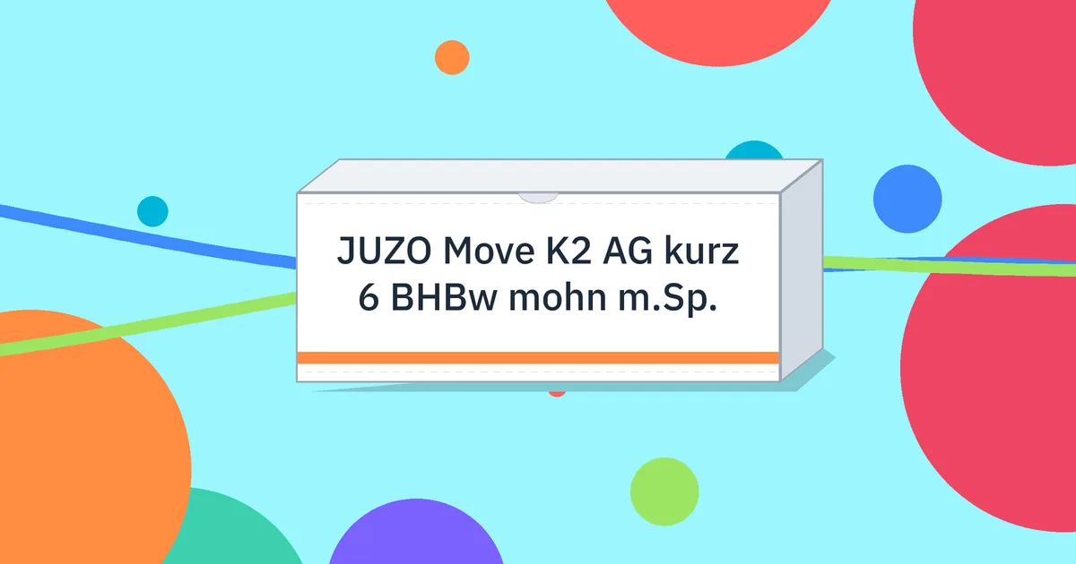 Symbolbild: Packung mit der Aufschrift JUZO Move K2 AG kurz 6 BHBw mohn m.Sp. (PZN 18560030) – Verfügbarkeit und Bezug in Apotheken in Frankfurt am Main