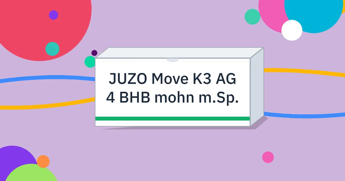 Symbolbild: Packung mit der Aufschrift JUZO Move K3 AG 4 BHB mohn m.Sp. (PZN 18587508) – Verfügbarkeit und Bezug in Apotheken in Frankfurt am Main