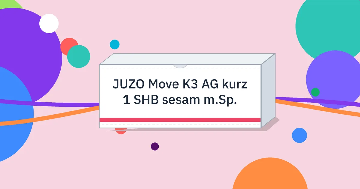 Symbolbild: Packung mit der Aufschrift JUZO Move K3 AG kurz 1 SHB sesam m.Sp. (PZN 18579377) – Verfügbarkeit und Bezug in Apotheken in Frankfurt am Main