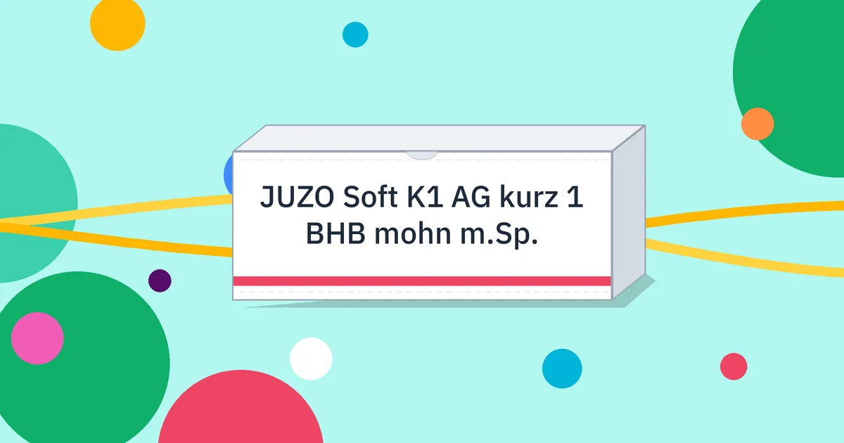 Symbolbild: Packung mit der Aufschrift JUZO Soft K1 AG kurz 1 BHB mohn m.Sp. (PZN 14822415) – Verfügbarkeit und Bezug in Apotheken in Frankfurt am Main