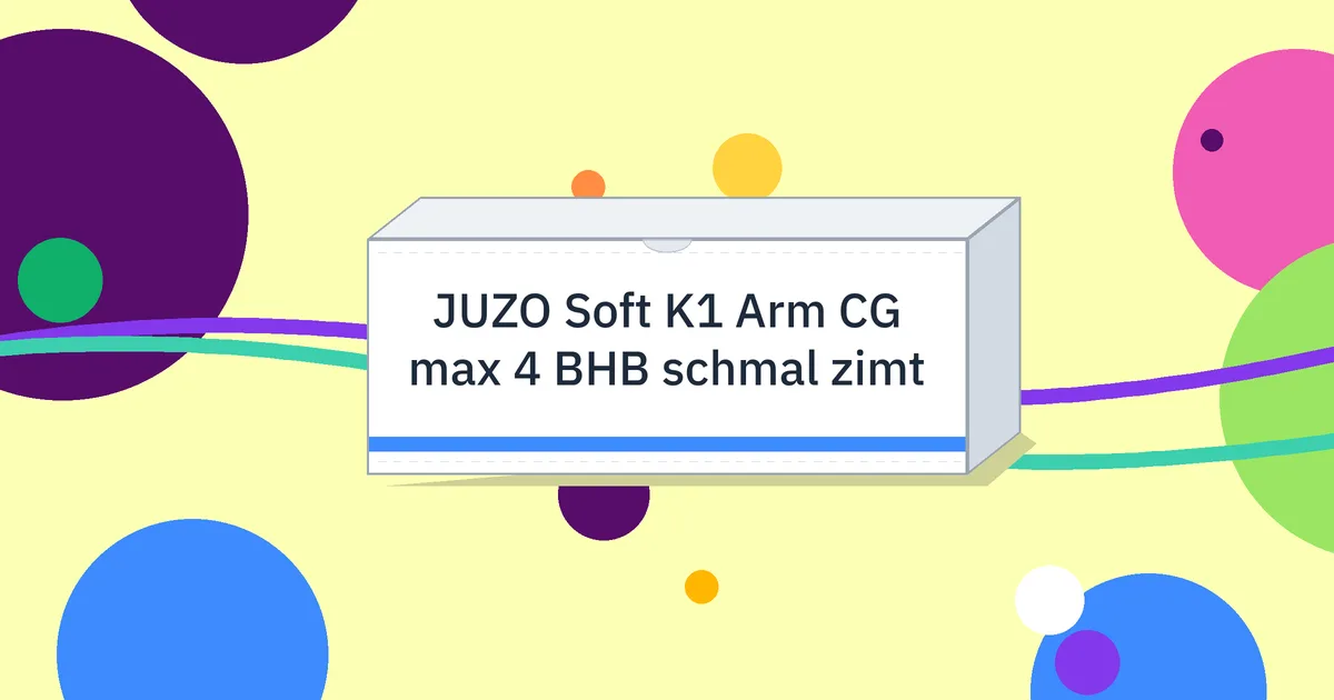 Symbolbild: Packung mit der Aufschrift JUZO Soft K1 Arm CG max 4 BHB schmal zimt (PZN 15509519) – Verfügbarkeit und Bezug in Apotheken in Frankfurt am Main